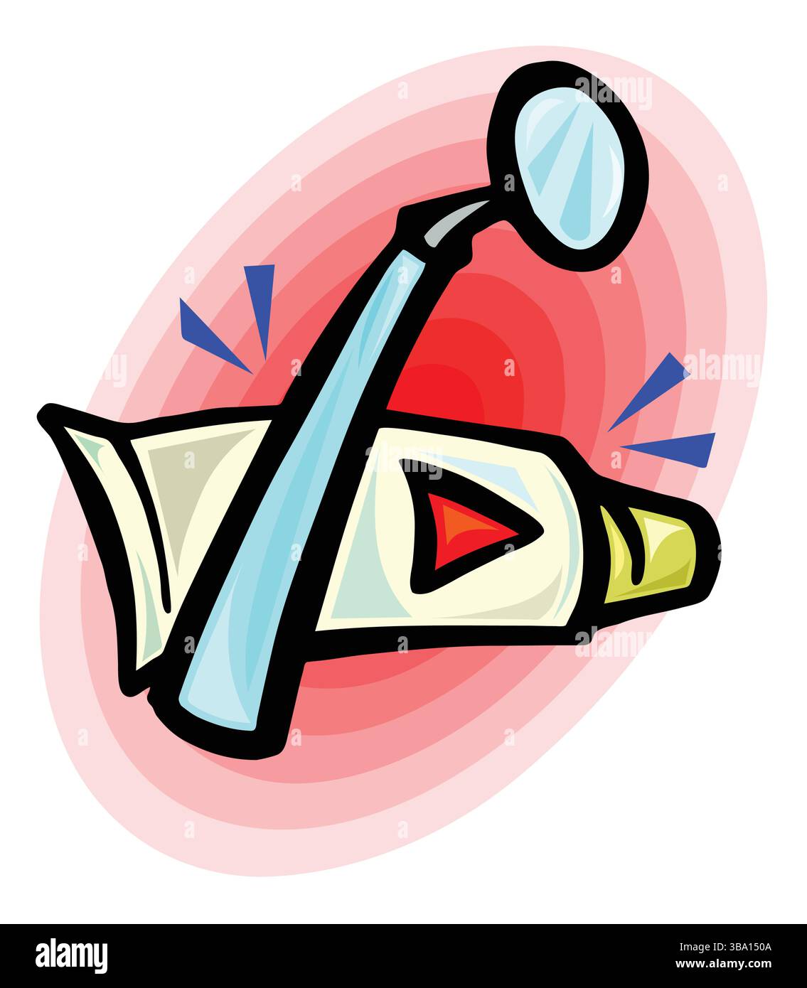 An abstract vector illustration shows a toothpaste and dentist's mirror ...