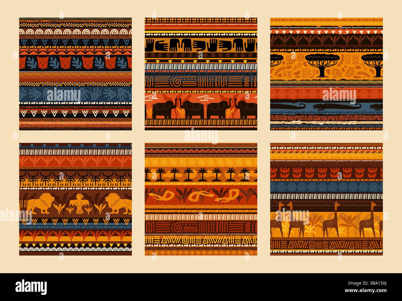 Ethnic seamless pattern. Abstract nature, animals and geometric ...