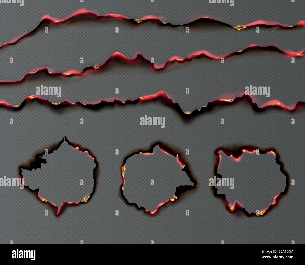Fire paper edge. Burn rip page hole. Burnt damage texture effect on ...