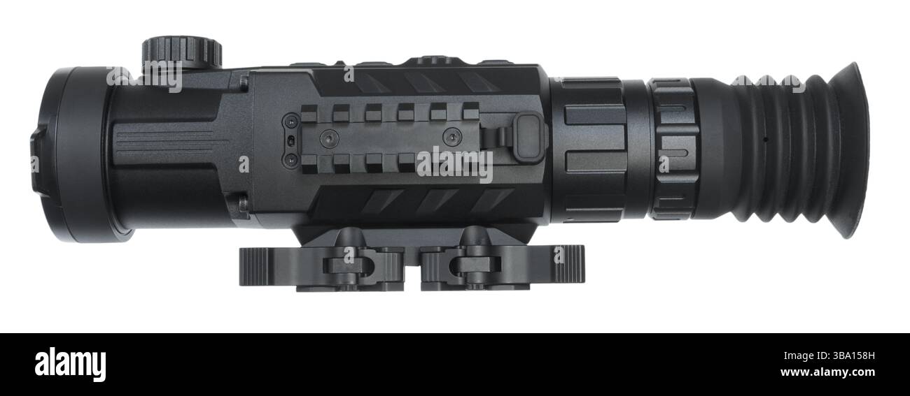 Thermal night vision rifle scope with a bellows and integral rifle rail ...