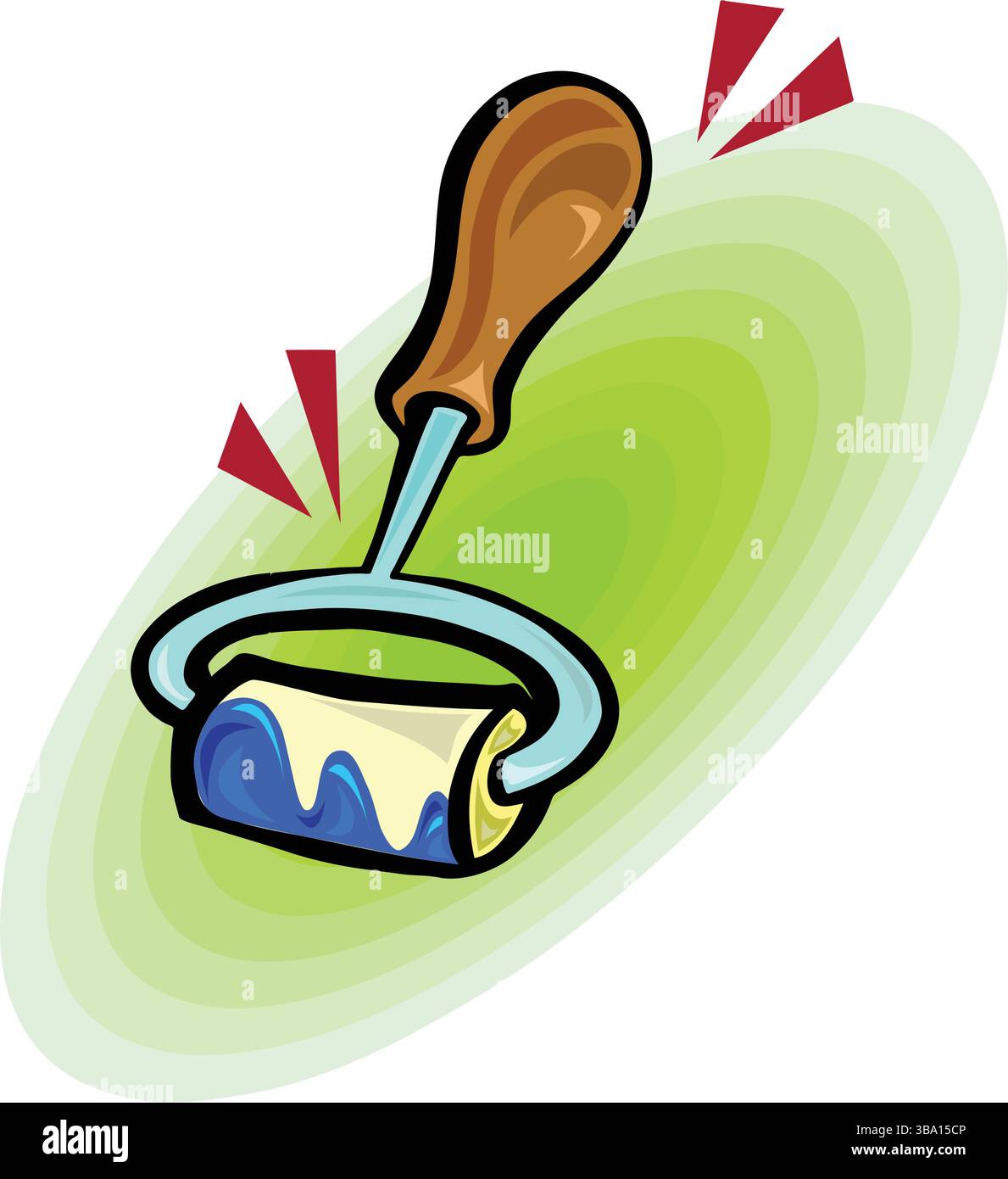 An abstract vector illustration shows a dynamic paintbrush roller in ...
