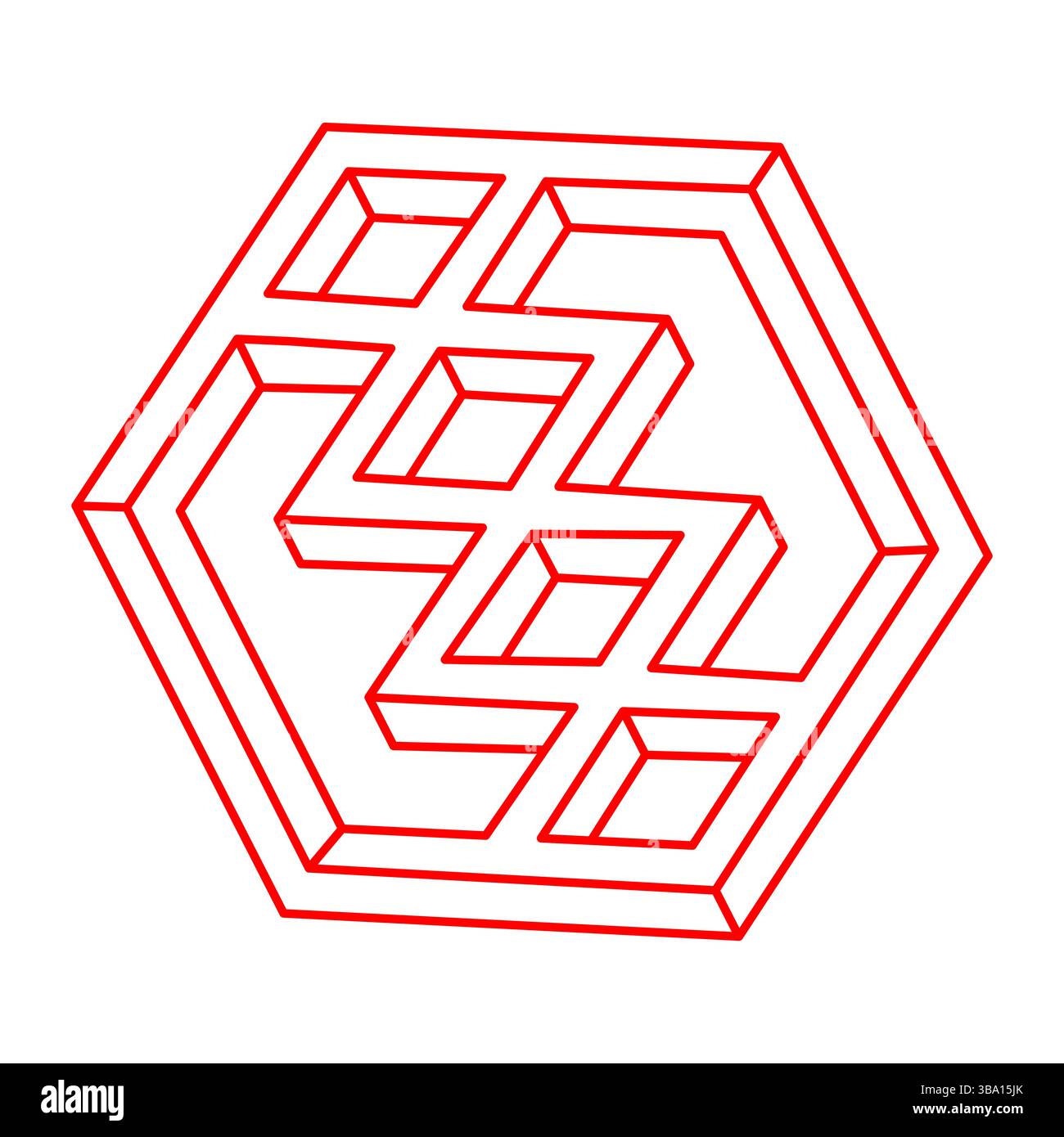 Impossible optical illusion shape. Logo. Geometry. Optical art object. Impossible figures. Line ...
