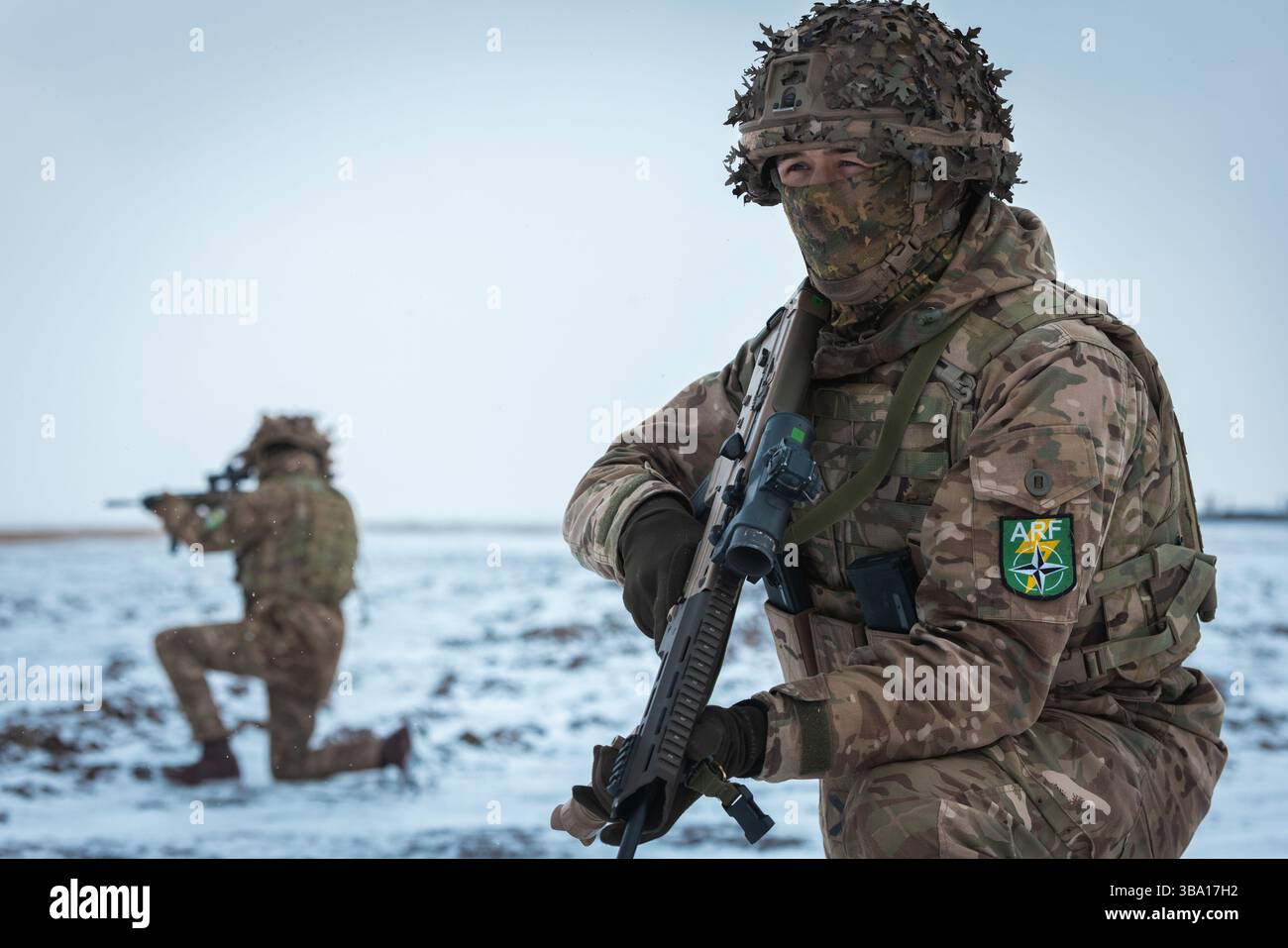 British Army soldiers head out on patrol during exercise Steadfast Dart ...