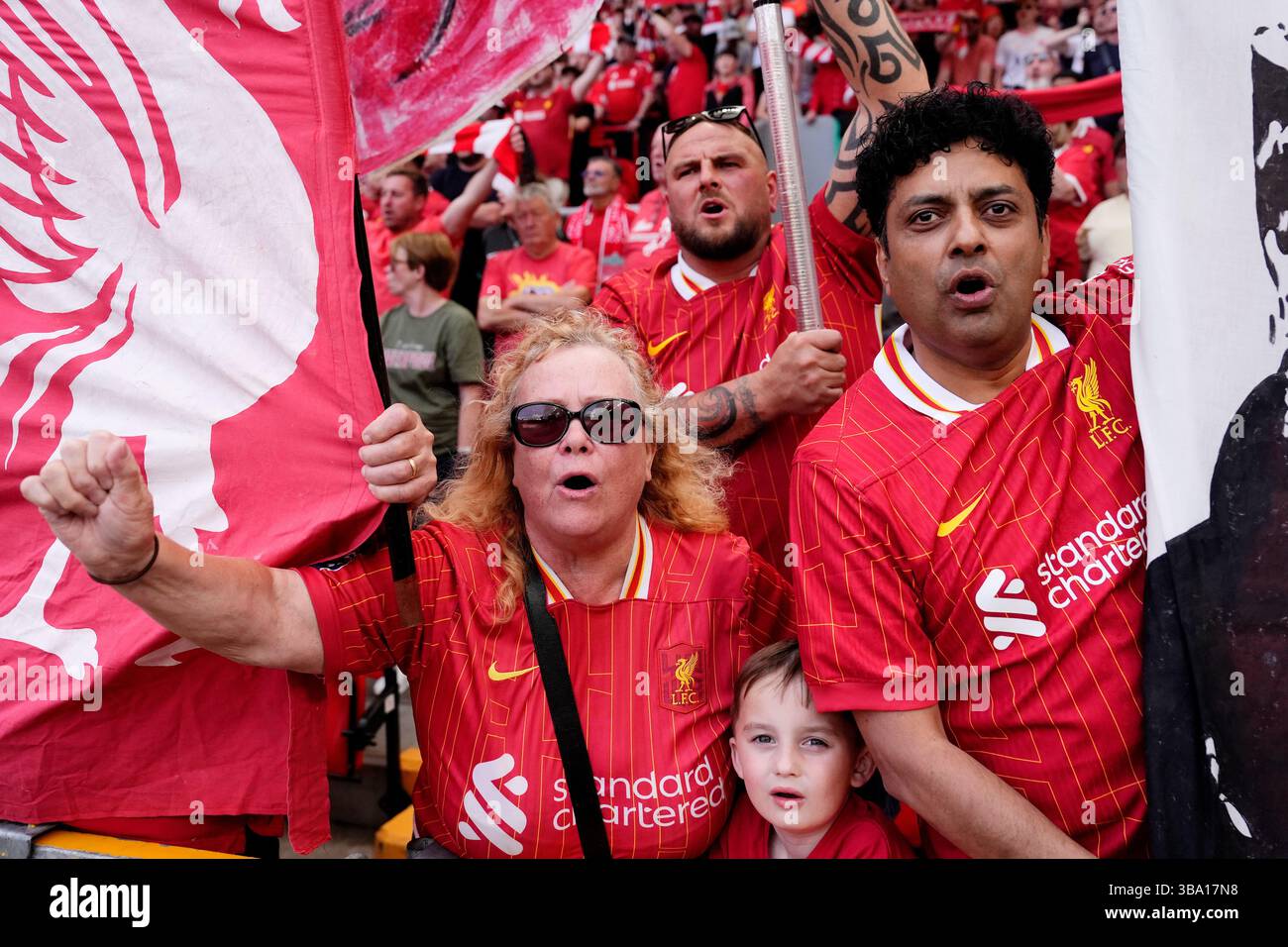 Liverpool fans show their support in the stands during the Premier ...