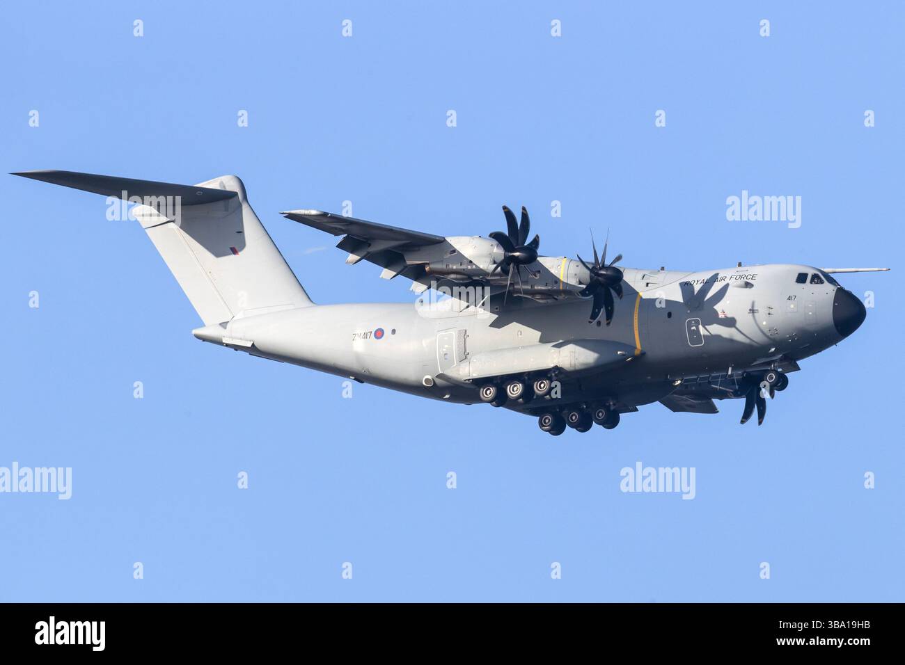 A British Royal Air Force Airbus A400M Atlas transport aircraft, serial ...