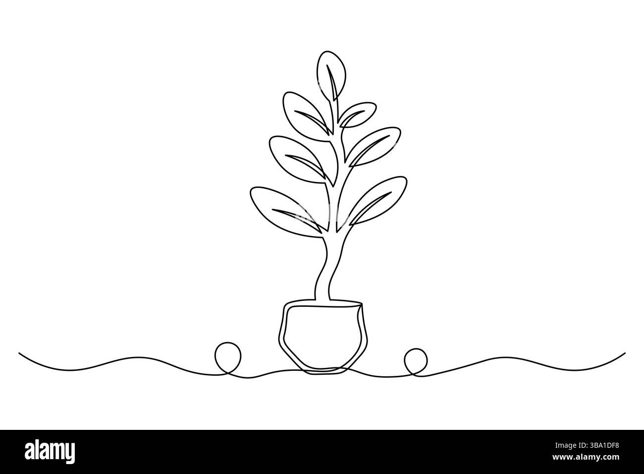 Minimalist One Line Drawing of Potted Plant Botanical Wall Art ...