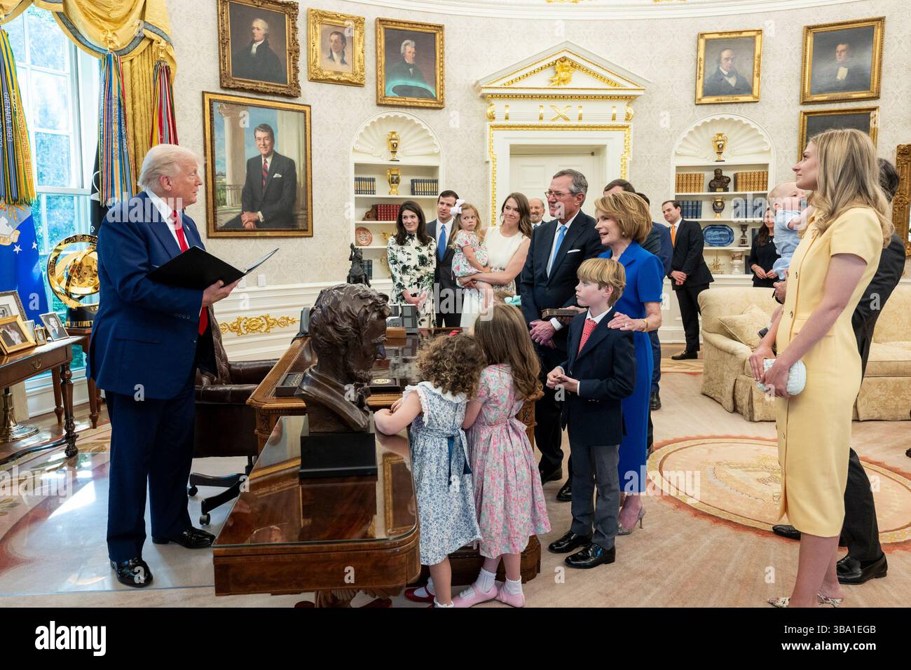 President Donald Trump attends the swearing-in ceremony for Ambassador ...