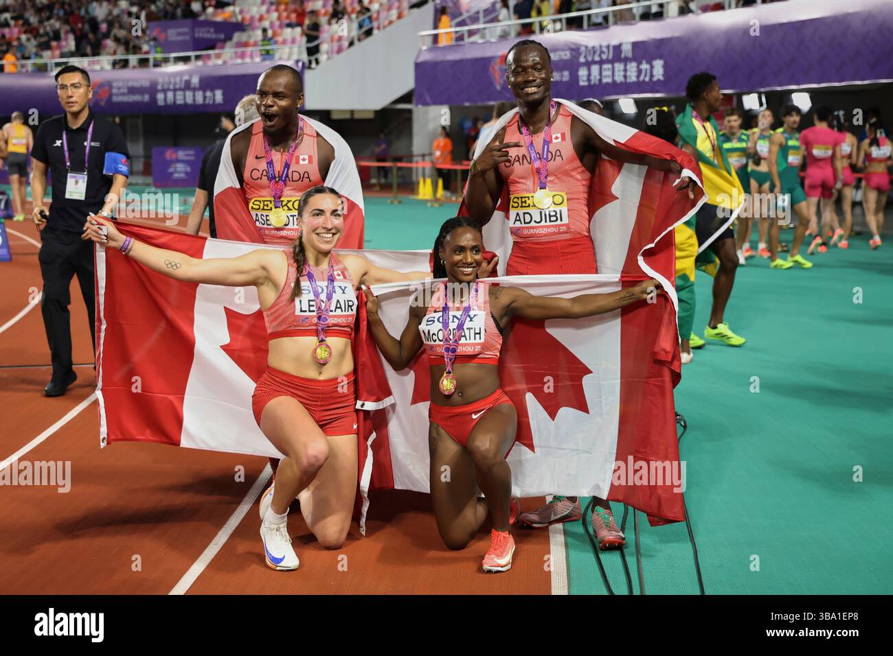 Canada sprinters from left; Duan Asemota, Marie-ÉLoise Leclair, Sade ...
