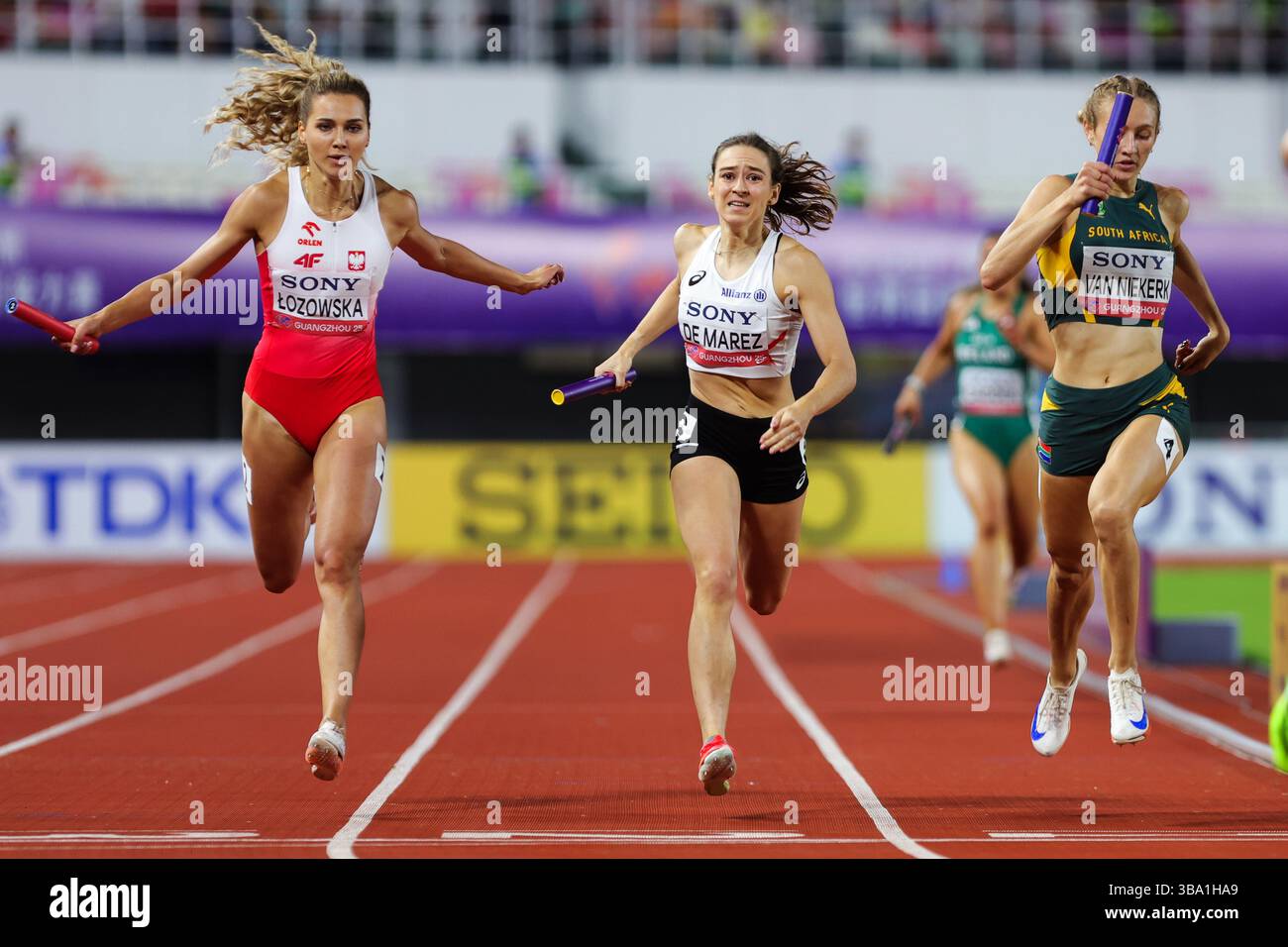 Belgian Manon De Marez pictured in action during the mixed 4x400m relay ...