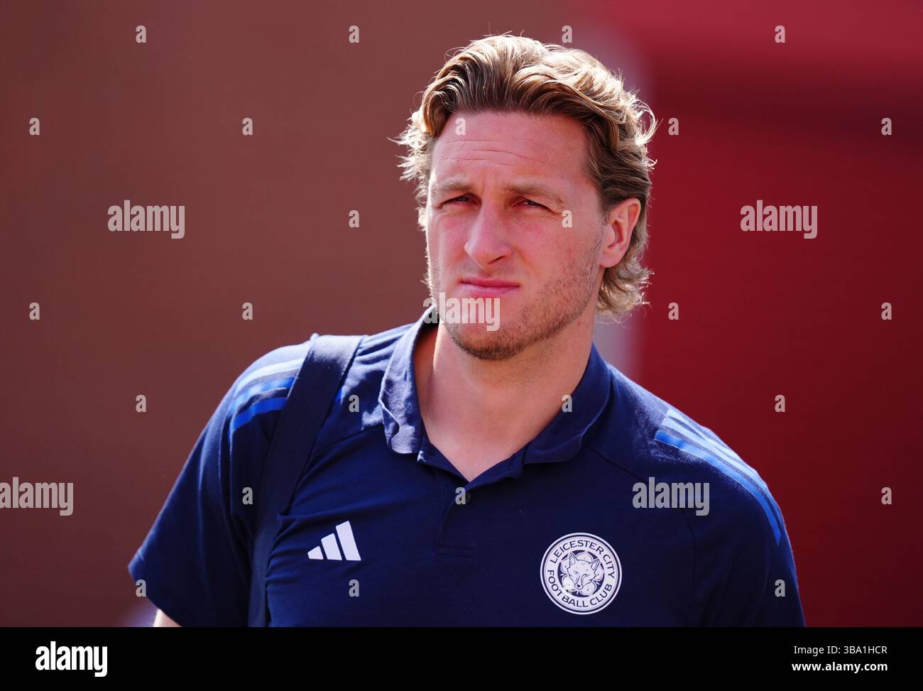 Leicester City goalkeeper Daniel Iversen arriving before the Premier ...