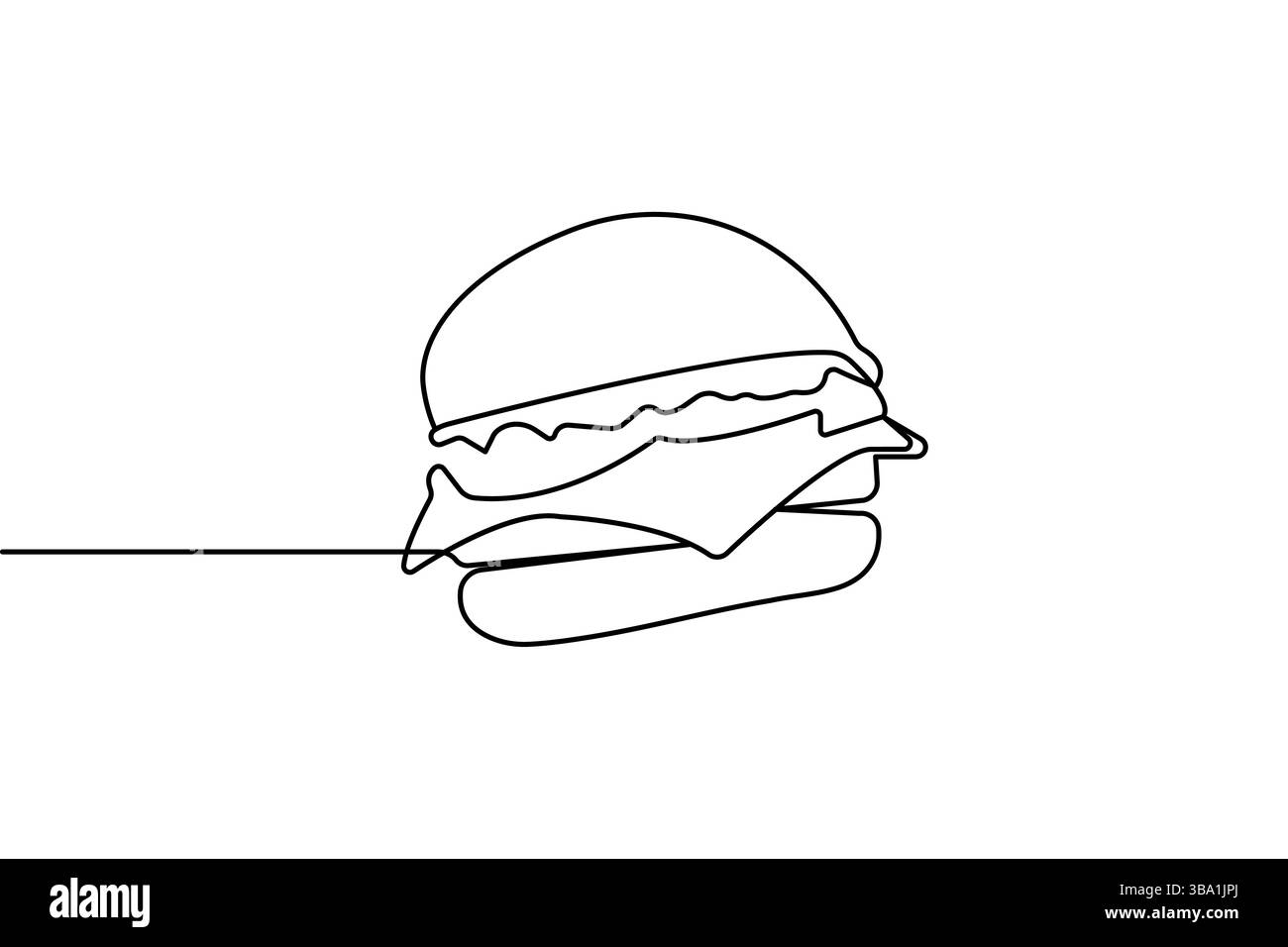Burger one line drawing minimalist outline vector illustration Stock ...