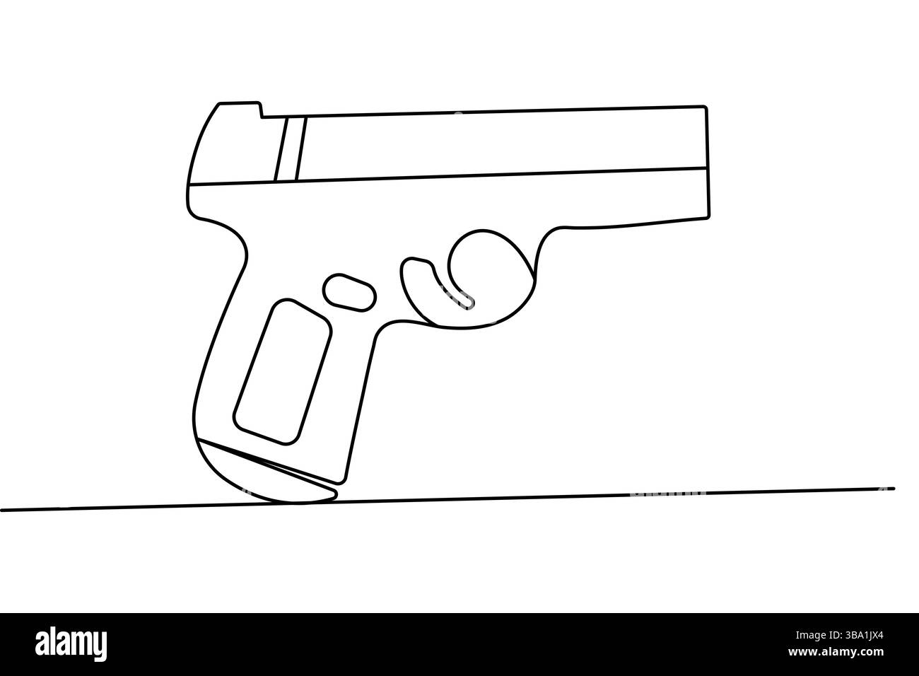 Minimalist gun one line drawing isolated vector outline illustration ...