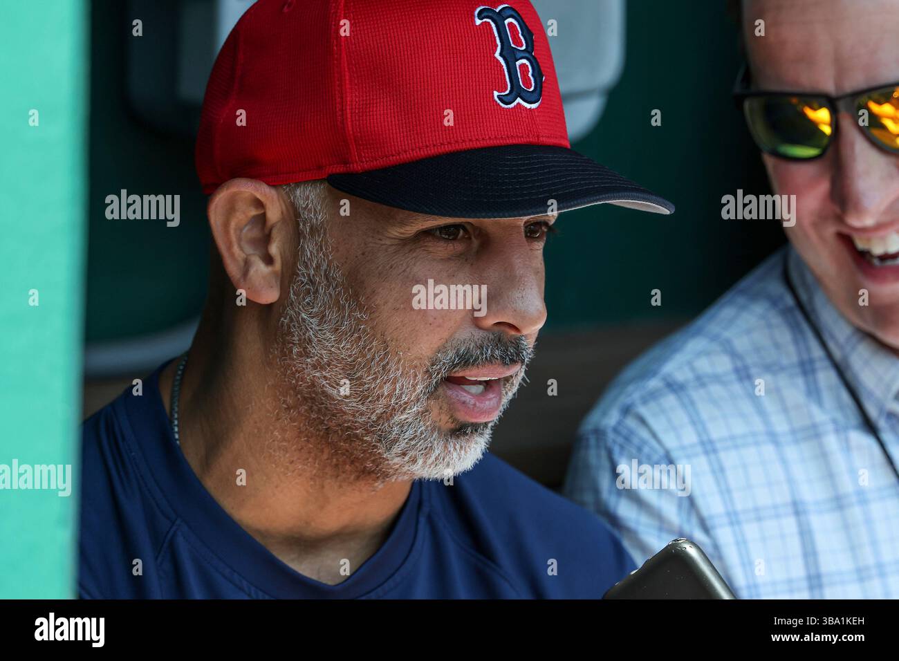 May 11, 2025: Boston Red Sox manager Alex Cora (13) is interviewed ...