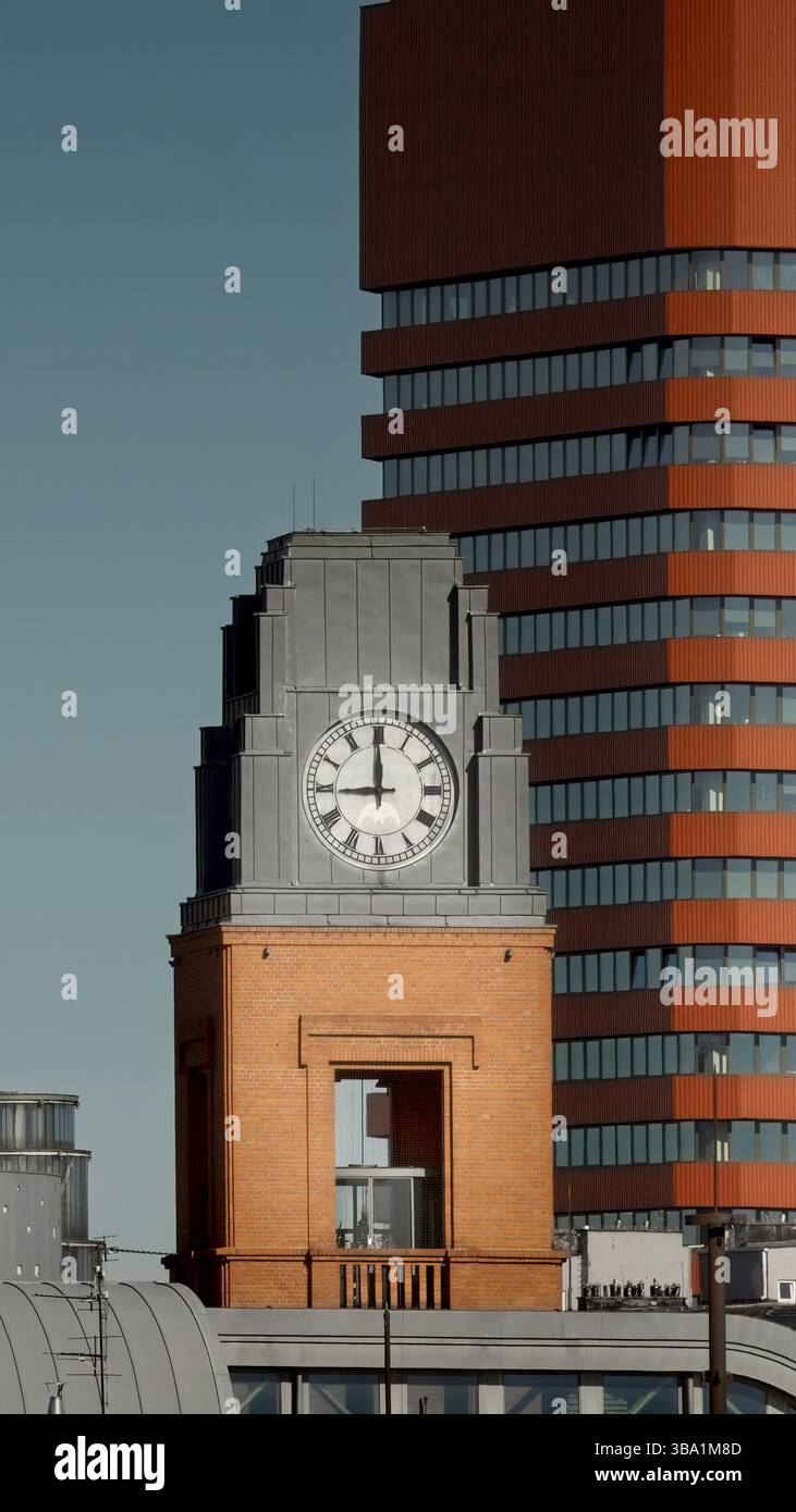 Timelapse Clock Tower Modern City Skyline Urban Architecture Fast Time ...