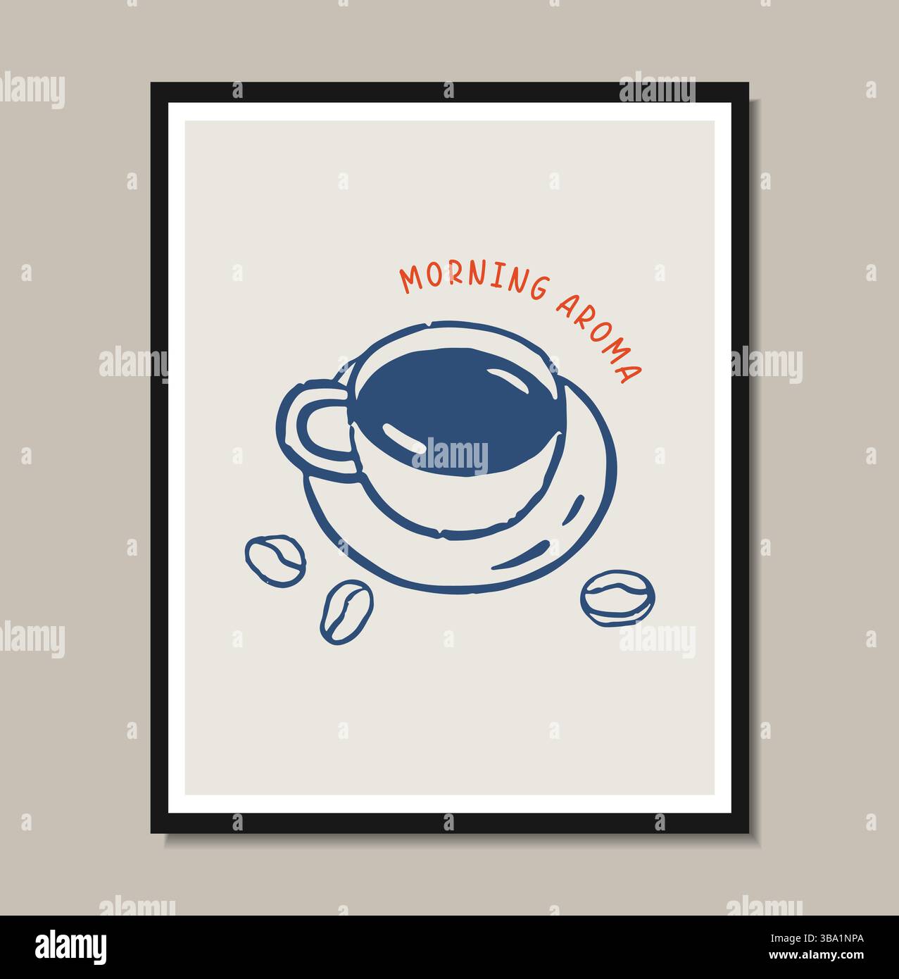 Breakfast doodles poster. Vector illustration of coffee cup, crayon ...