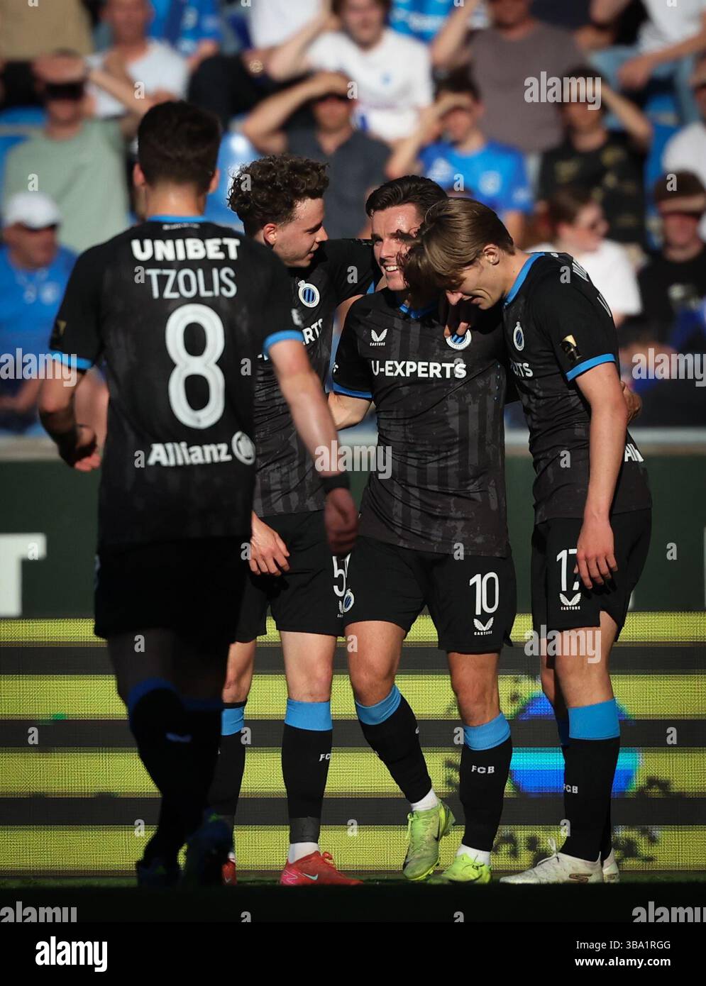 Club's Hugo Vetlesen celebrates after scoring during a soccer match ...