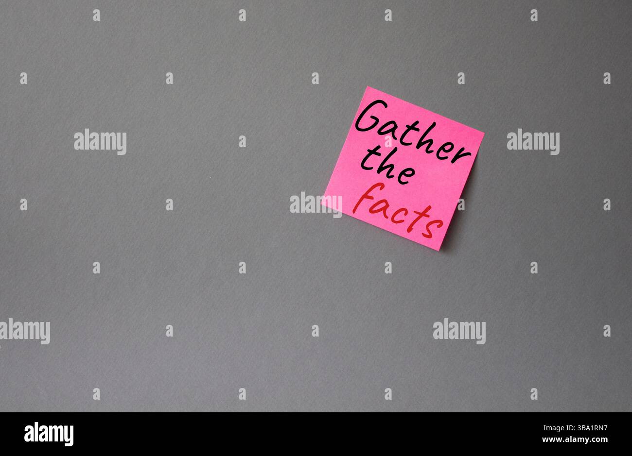 Gather the facts symbol. Concept words Gather the facts on pink steaky ...