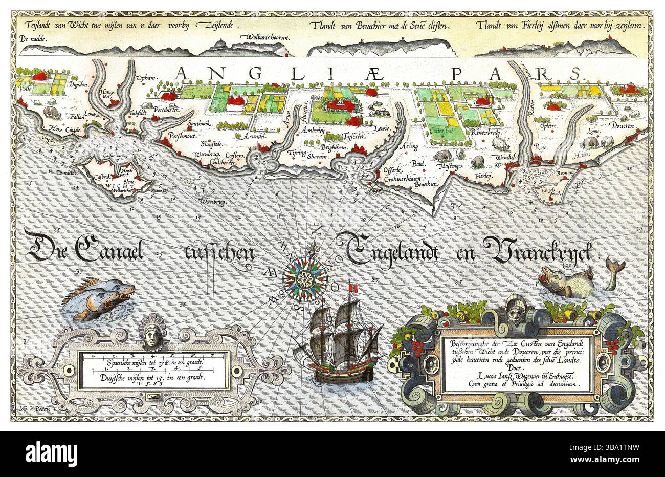 A vibrant historical map wonderfully illustrating diverse parts of the ...