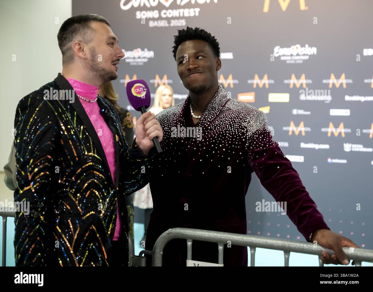 BASEL - Claude is interviewed on the turquoise carpet during the ...