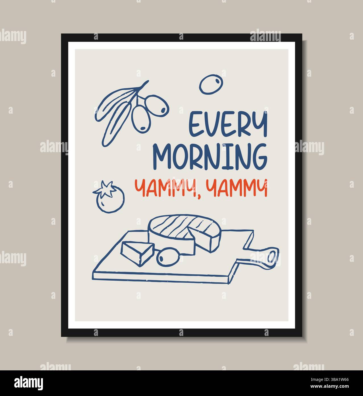 Breakfast doodles poster. Vector illustration of food crayon drawing ...