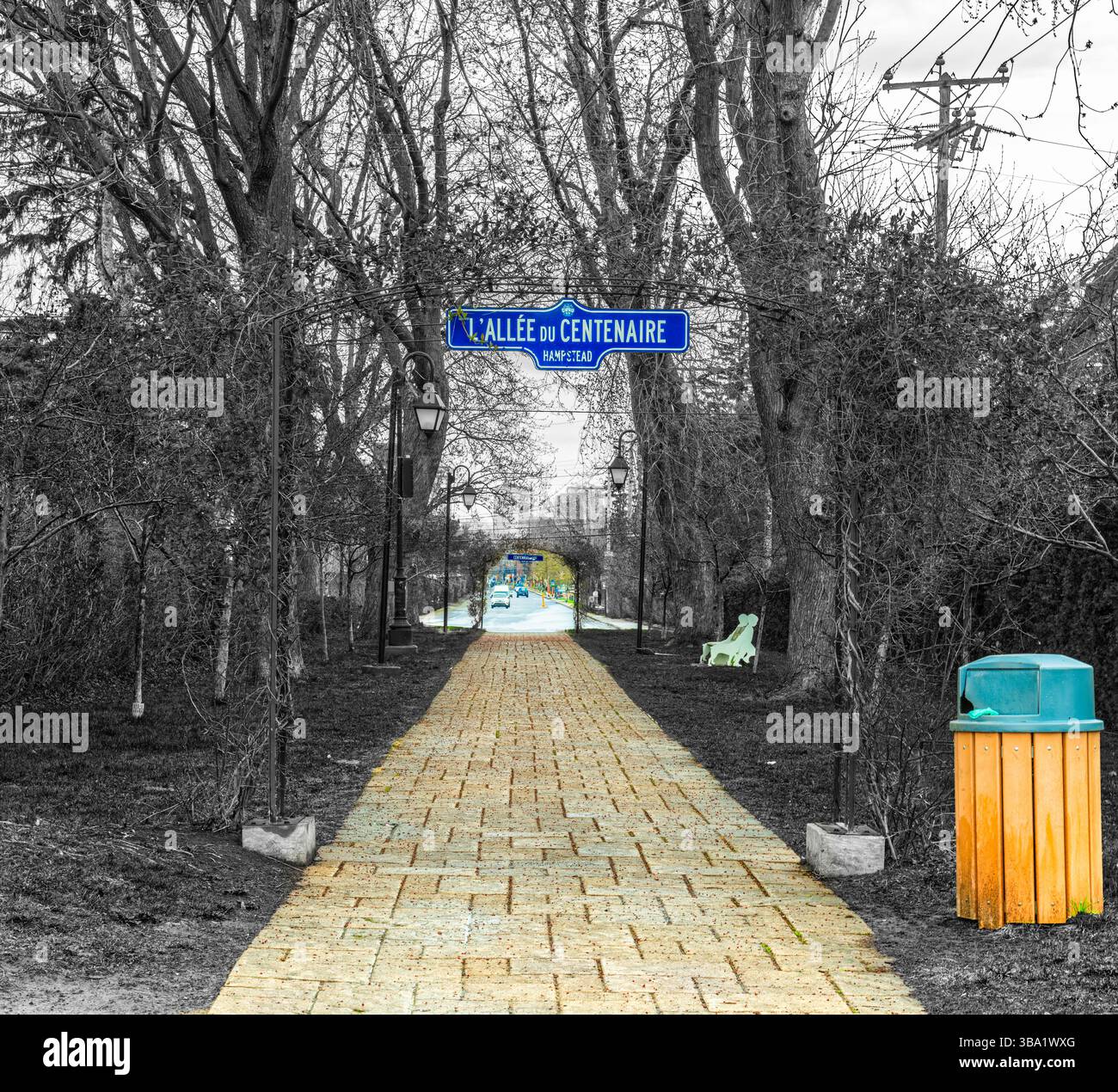 The Centennial Alley - Hampstead - color and monochrome Stock Photo - Alamy