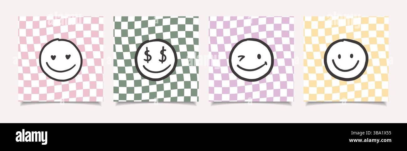 Cool Smile Posters Design. Trendy Groovy Background. Funny Retro ...