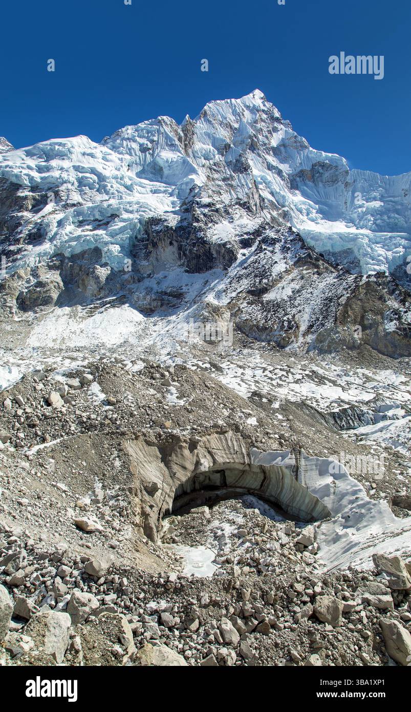 Mount Nuptse blue colored and Khubu glacier, beautiful mount seen from ...