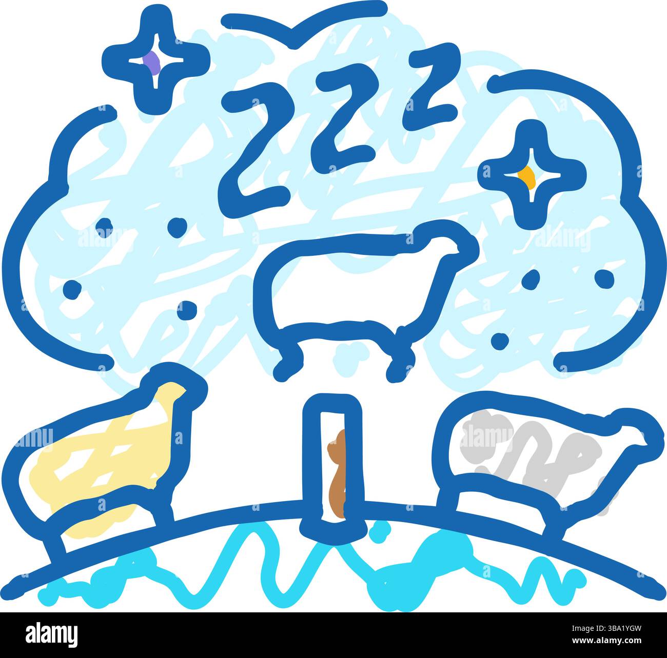 counting sheep sleep night icon doodle illustration Stock Vector Image ...