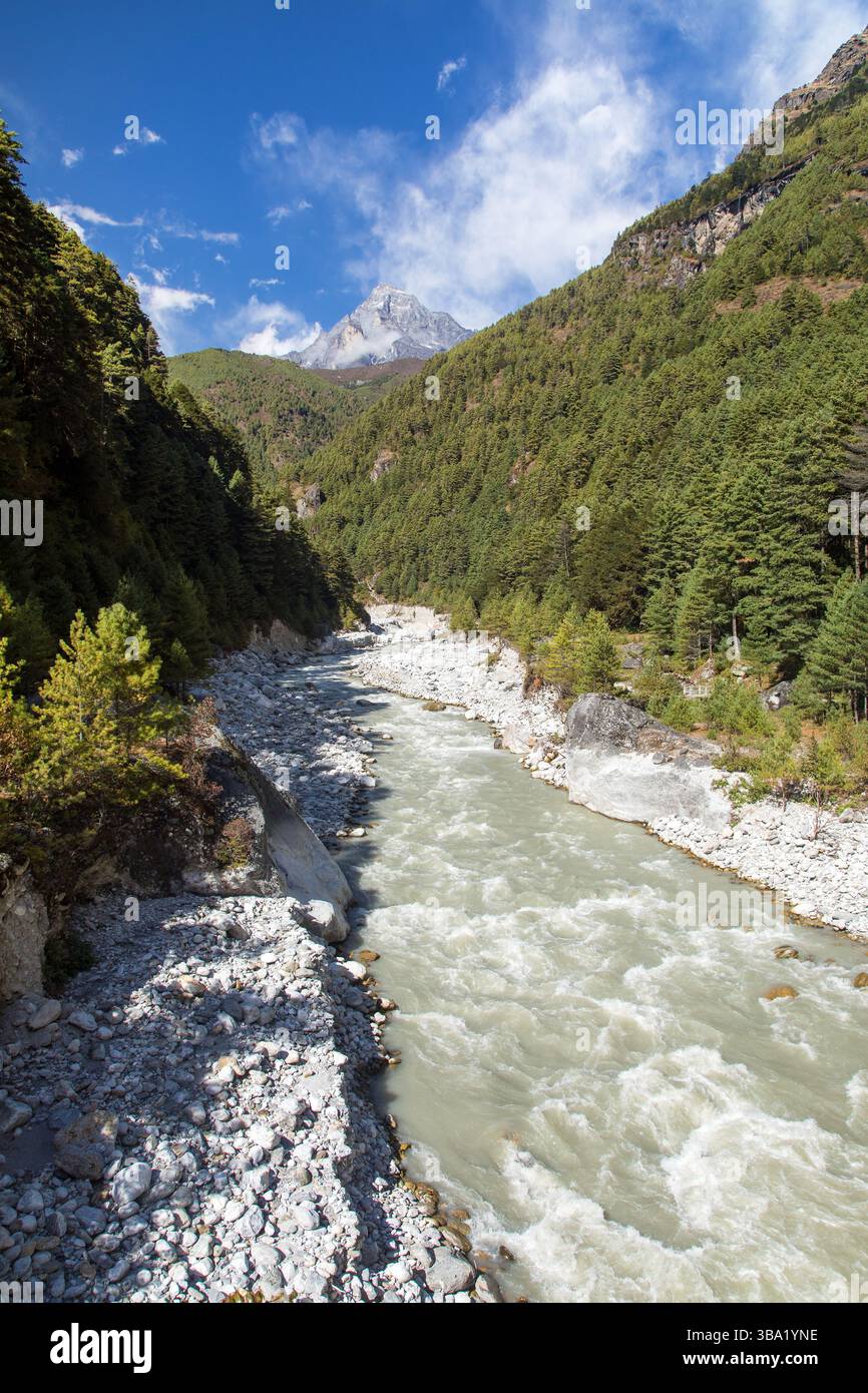 Dudh Koshi river canyon between Lukla and Namche Bazar, Himalayan ...