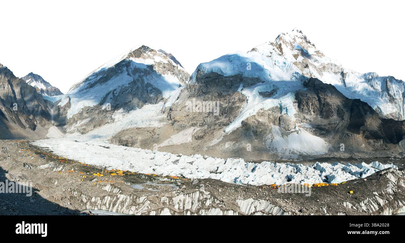 View of mount Everest, Lhotse peak and Mt Nuptse, mount Everest base ...