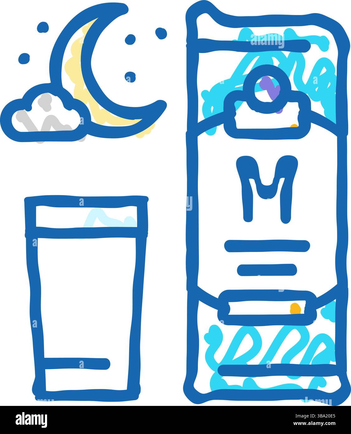 nightcap drink sleep night icon doodle illustration Stock Vector Image ...