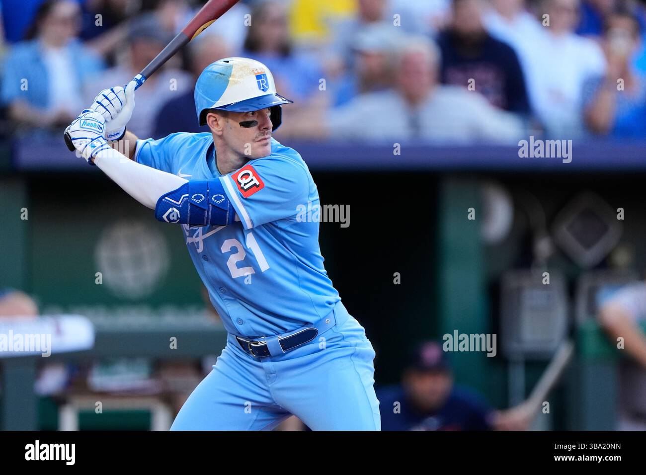 Kansas City Royals' Mark Canha bats during the first inning of a ...