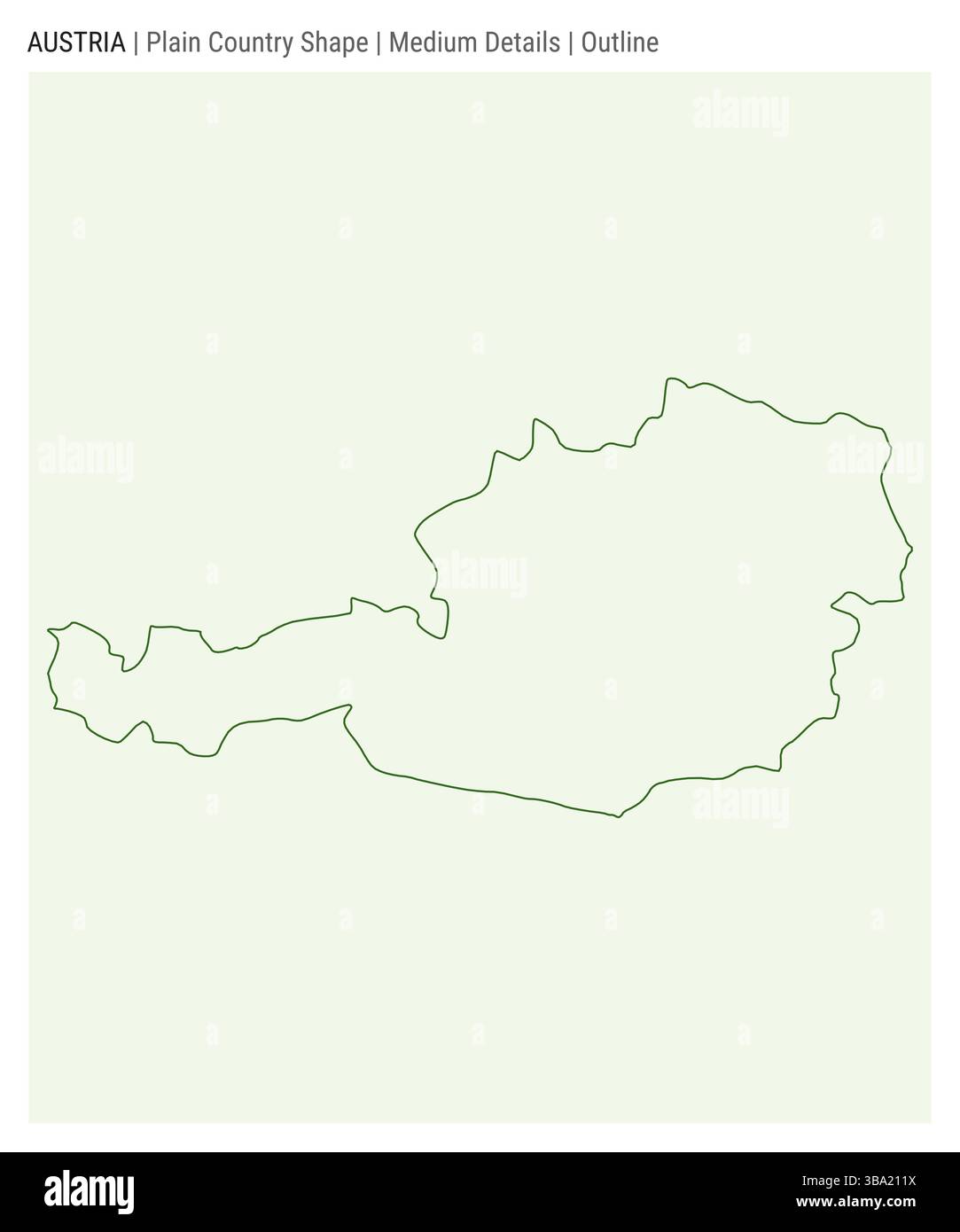 Austria plain country map. Medium details. Outline style. Shape of ...