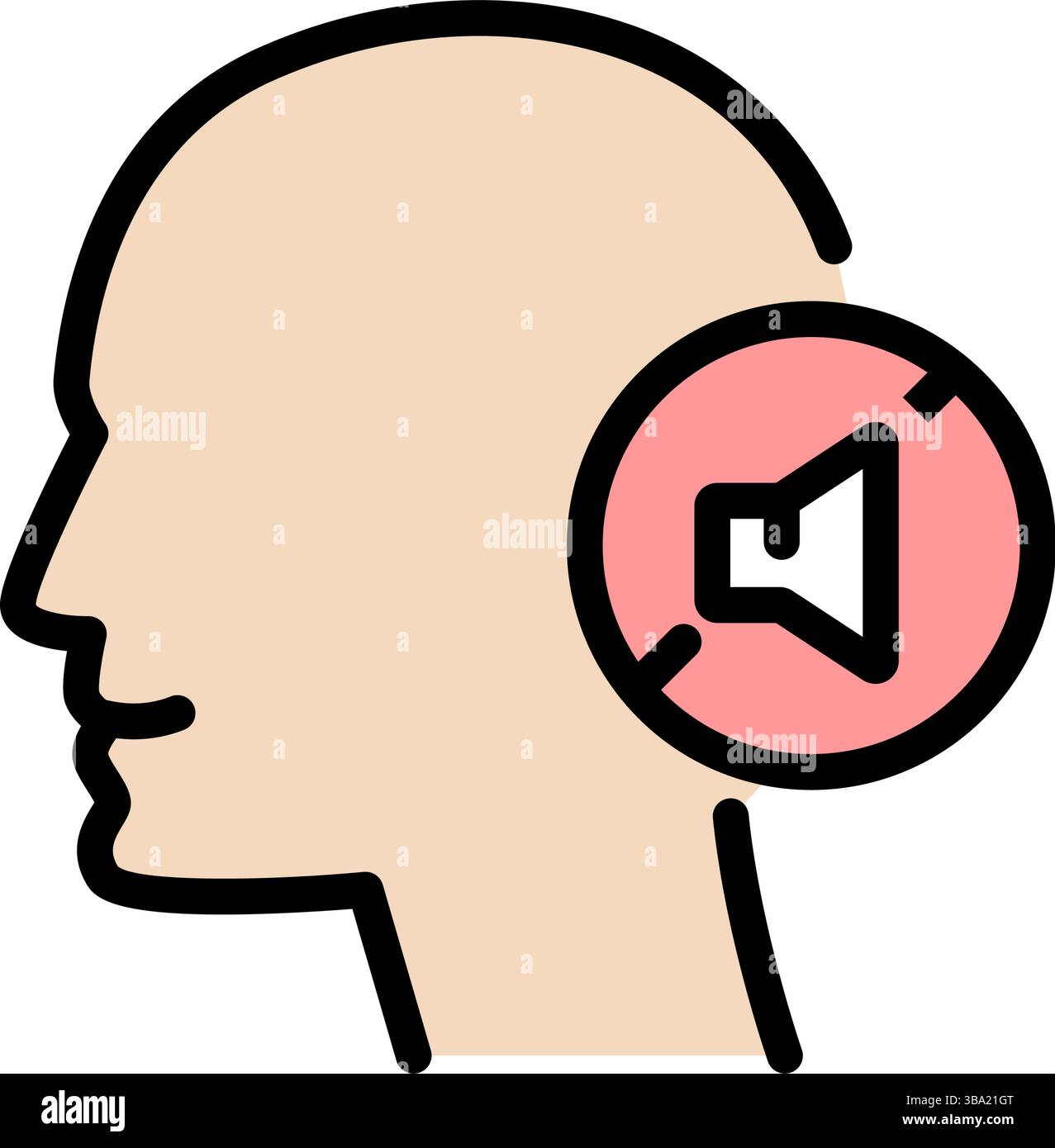 Hearing disability. No hear or mute, deaf ear. Deafness color symbol ...