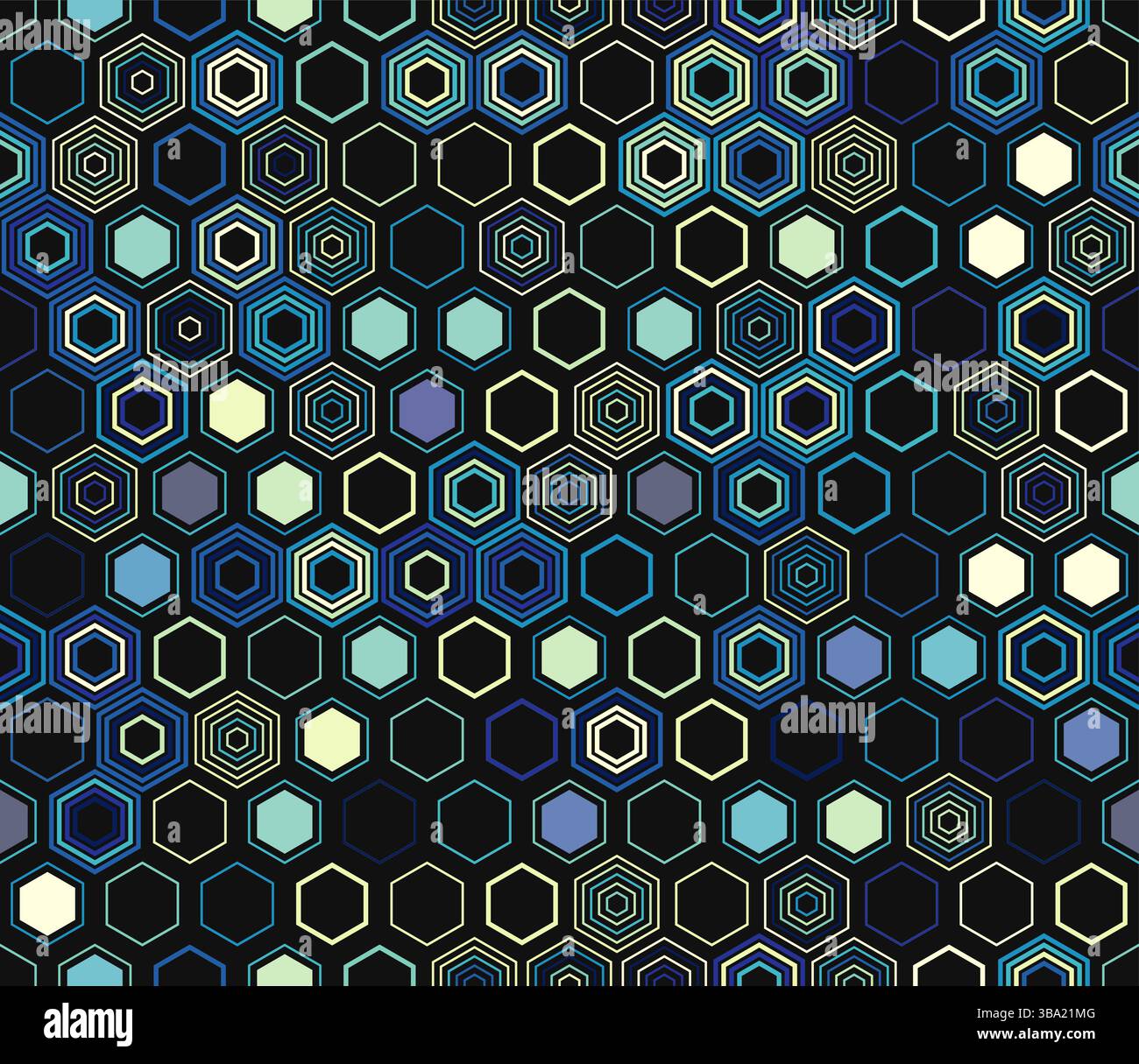 Mosaic hexagon shapes background. Geometric shapes of varied style and ...