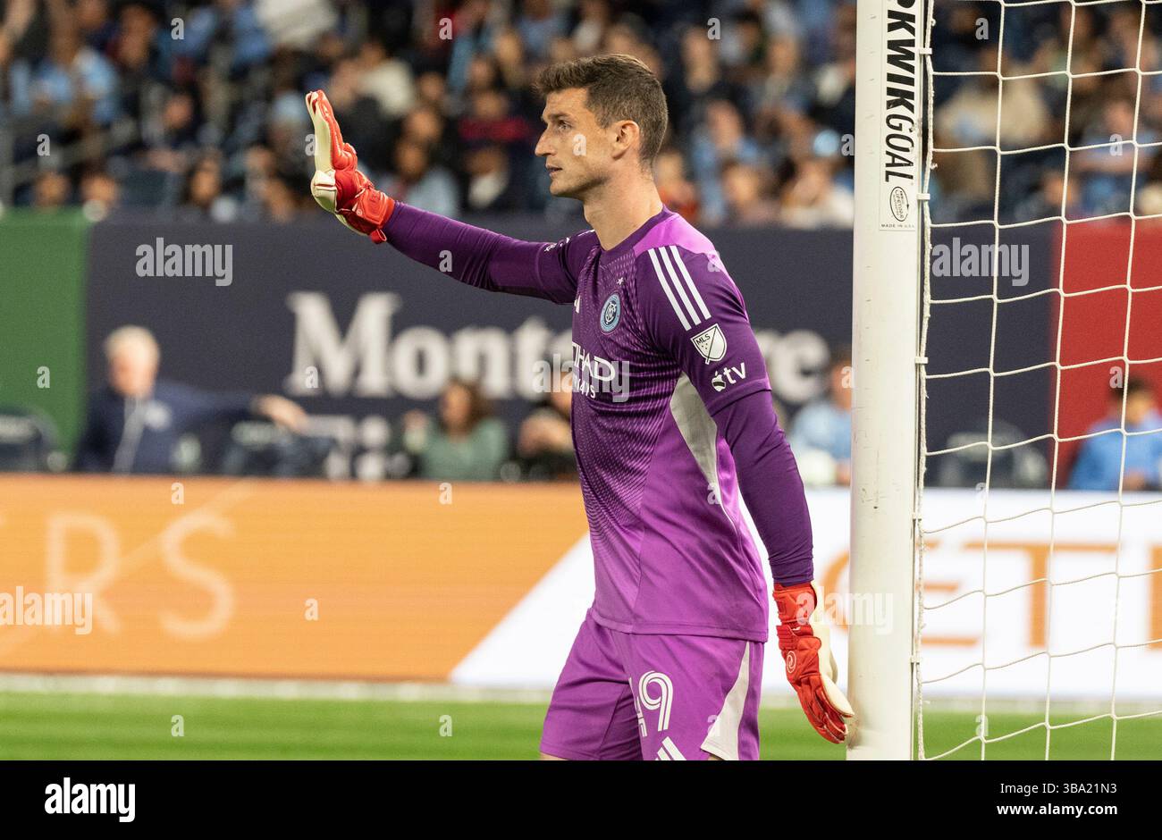New York, USA. 10th May, 2025. Goalkeeper Matt Freeze (49) of NYCFC in ...