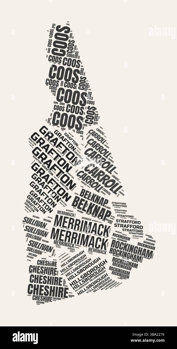 New Hampshire Word Cloud. State with counties division. New Hampshire ...