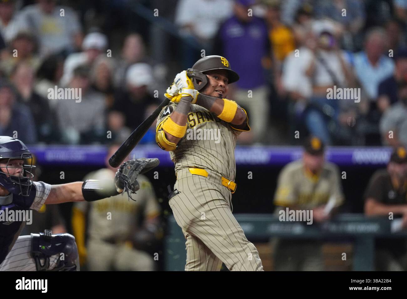 San Diego Padres designated hitter Luis Arraez (4) in the eighth inning ...
