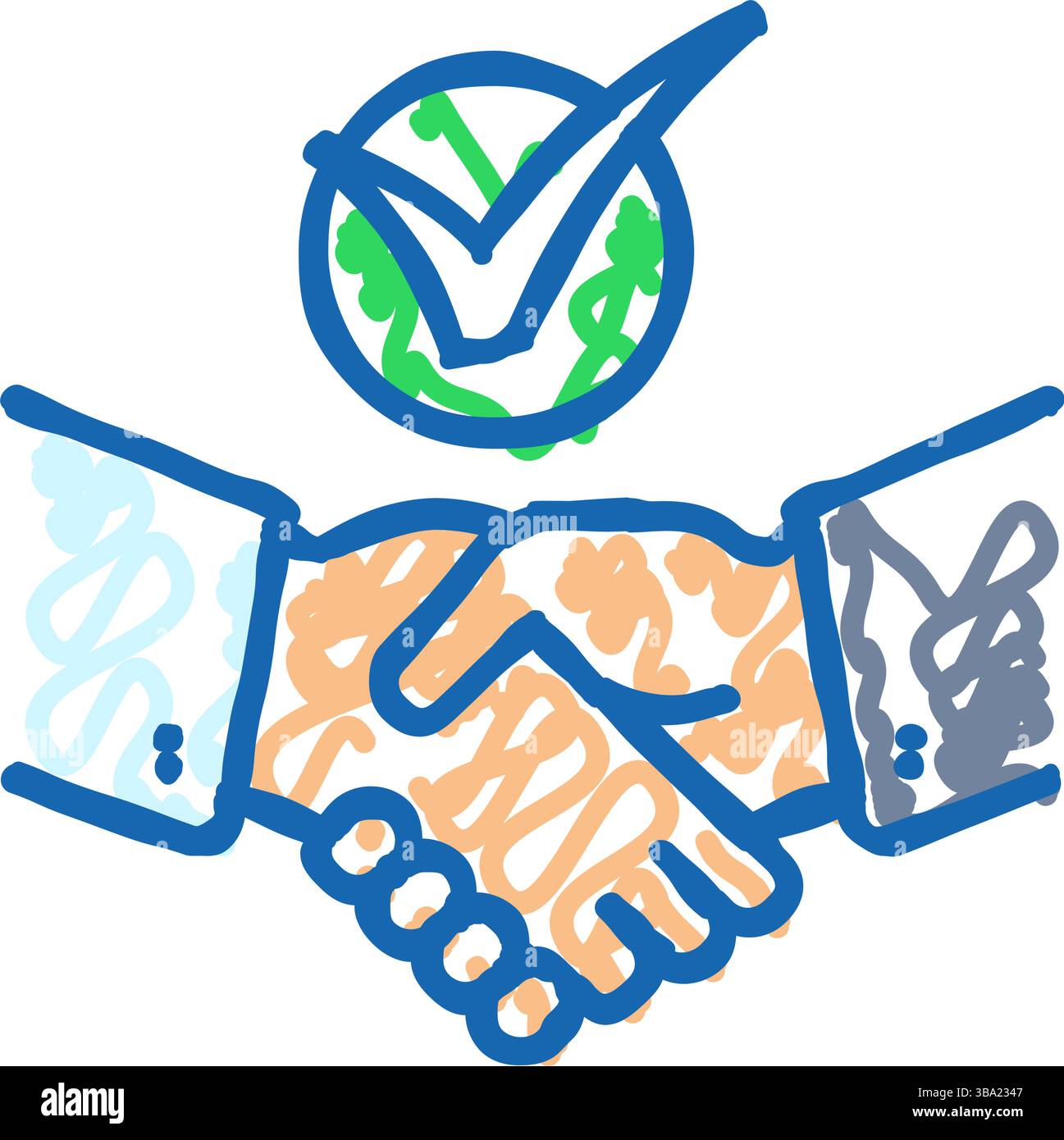 handshake check mark icon doodle illustration Stock Vector Image & Art ...