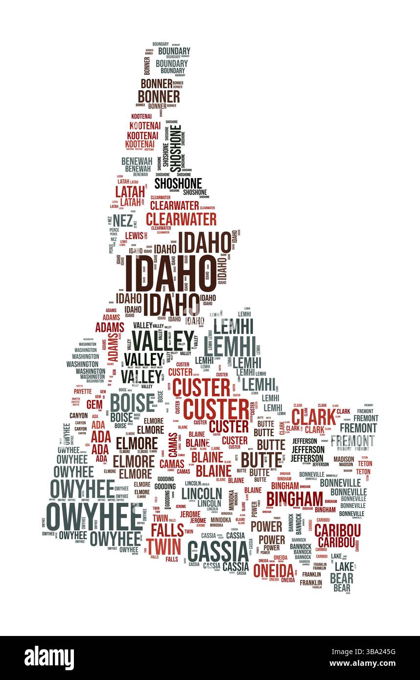 Idaho state map typography Stock Vector Images - Alamy
