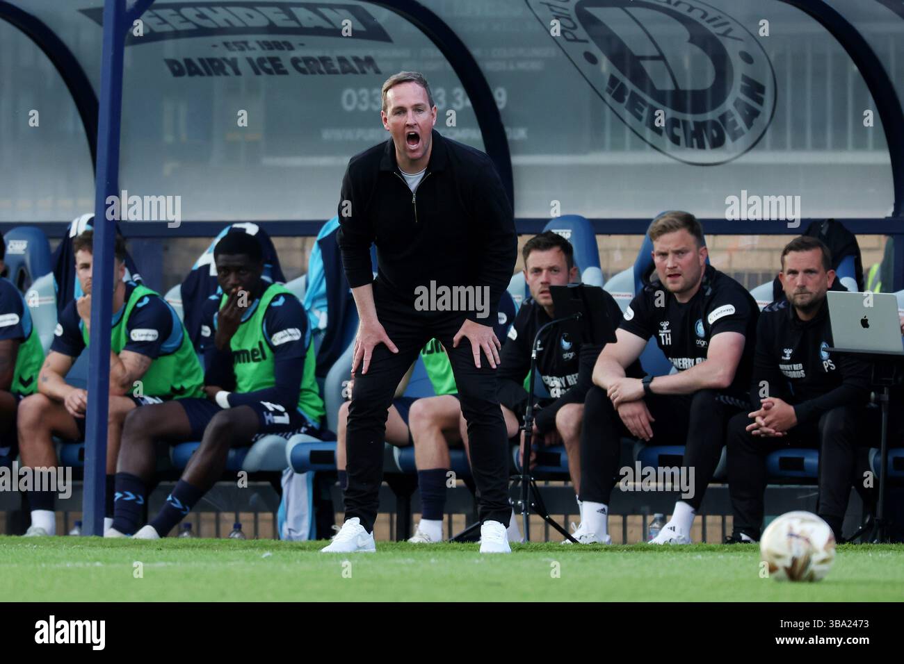 Wycombe Wanderers manager Mike Dodds gestures on the touchline during ...