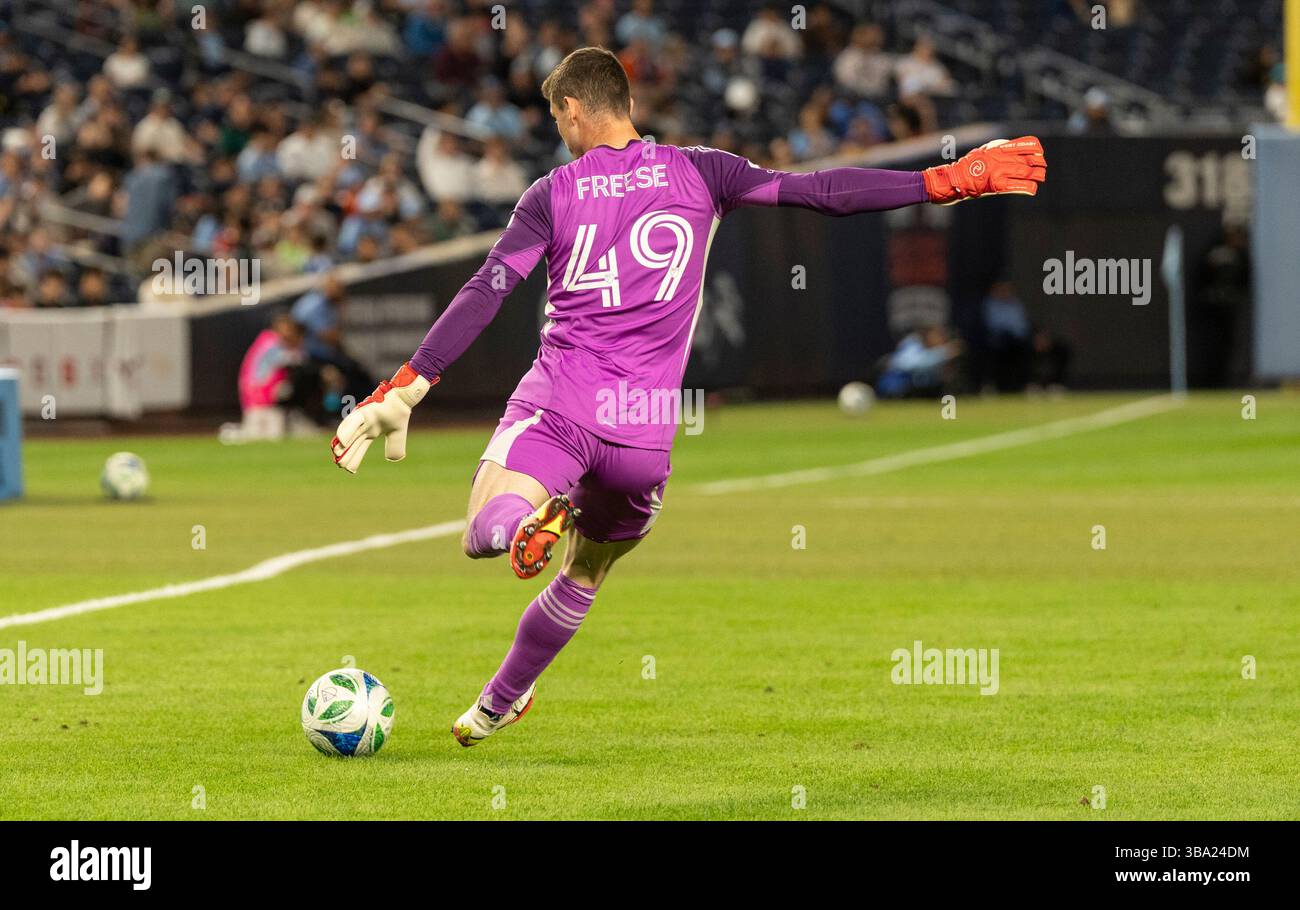 New York, USA. 10th May, 2025. Goalkeeper Matt Freeze (49) of NYCFC in ...