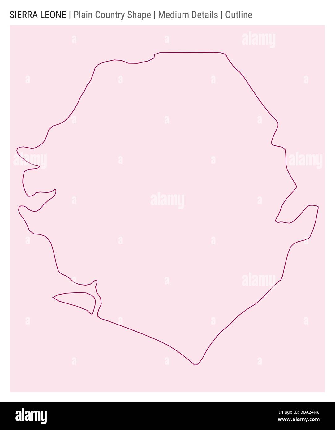 Sierra Leone plain country map. Medium details. Outline style. Shape of ...