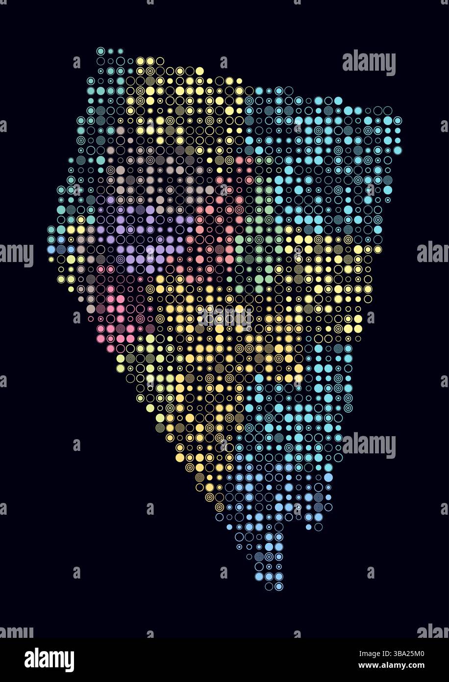 Nevada, shape of the state built of colored cells. Digital style map of ...