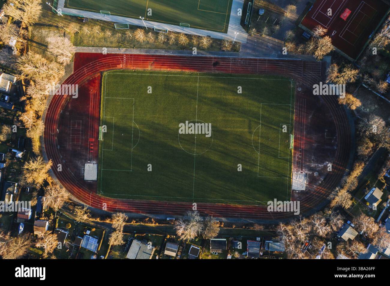 Drone photo of German soccer football stadium Stock Photo - Alamy