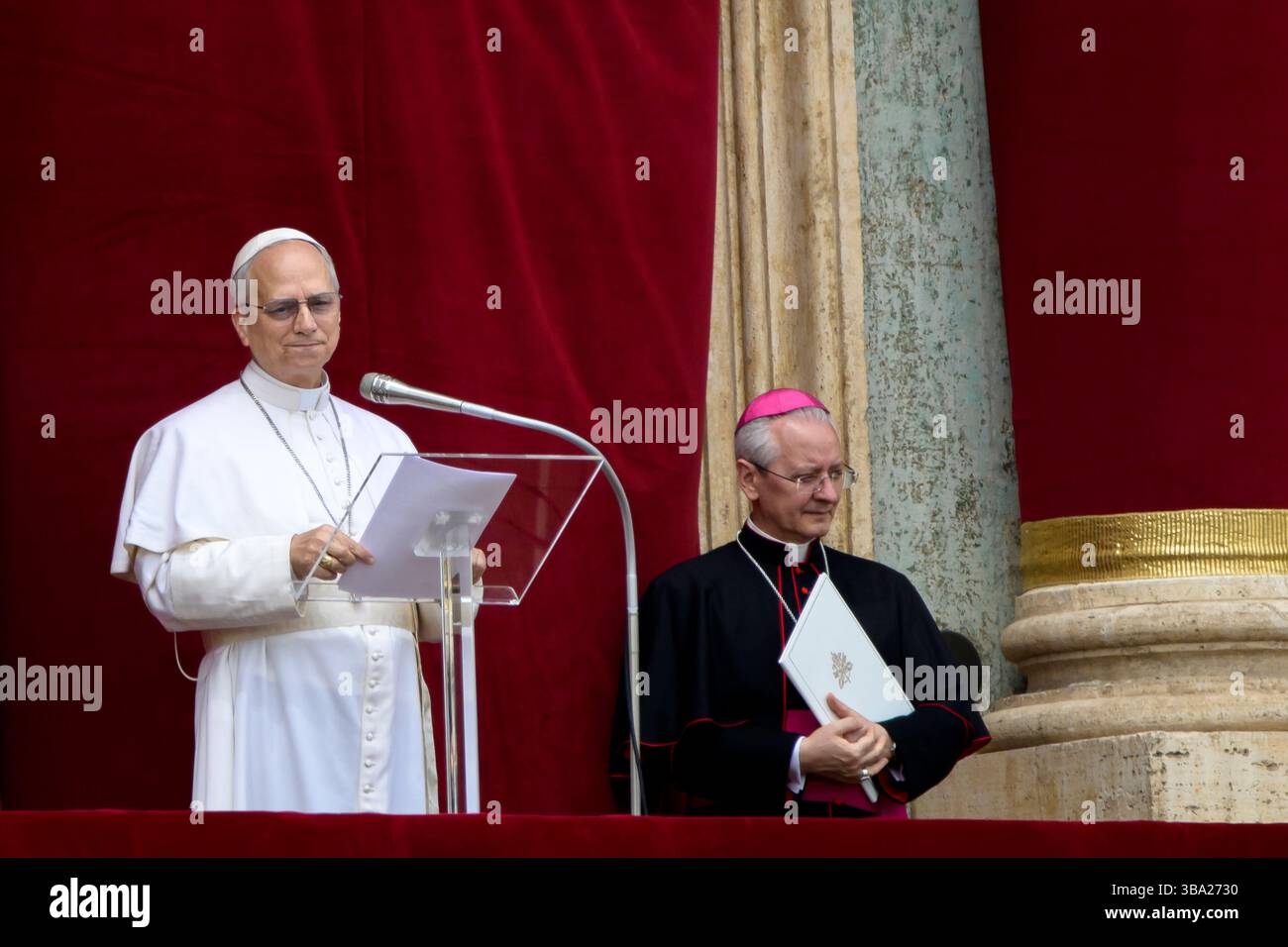 Vatican City, Vatican. 11th May, 2025. Pope Leo XIV gives a speech from ...