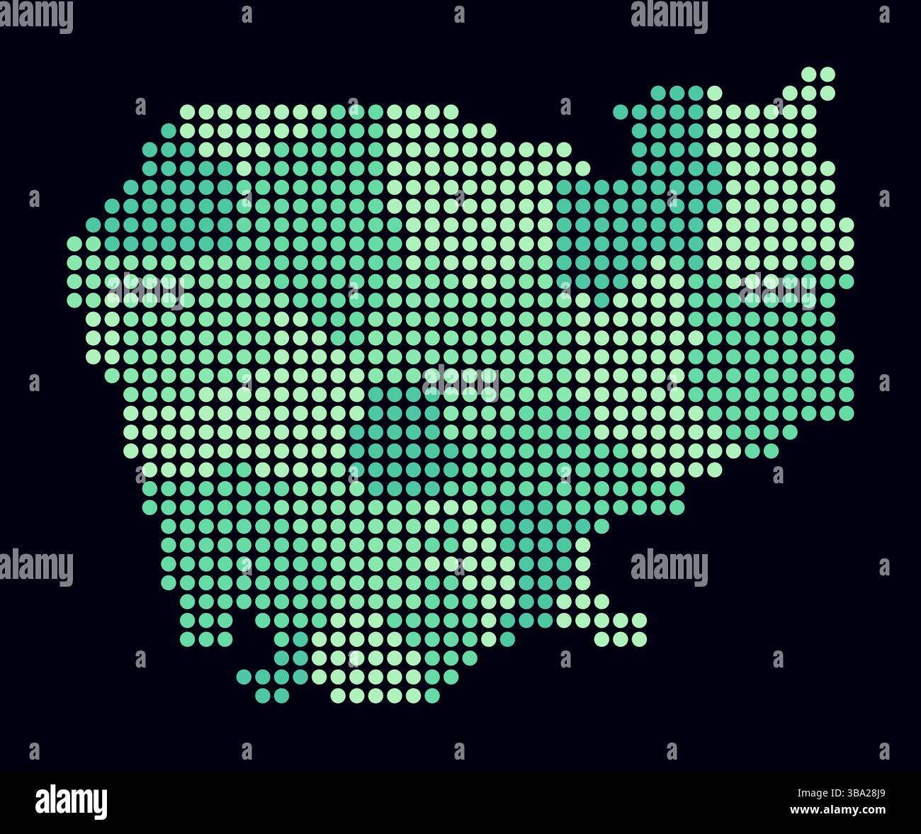 Cambodia dotted map. Digital style map of the country on dark ...