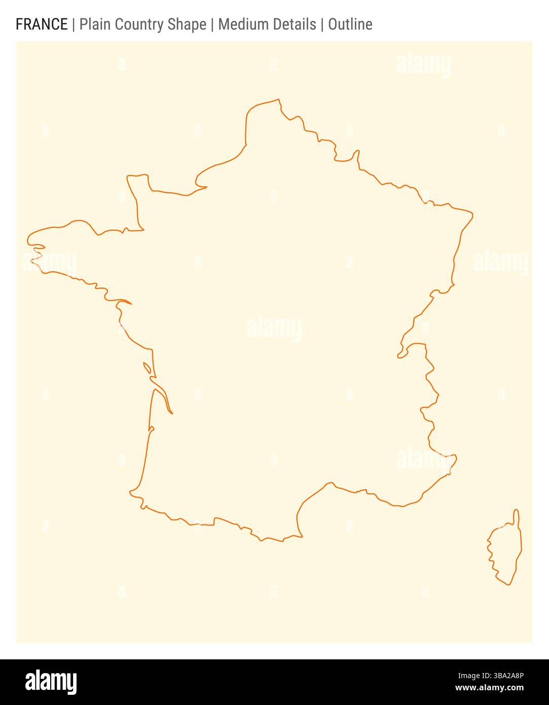 France plain country map. Medium details. Outline style. Shape of ...