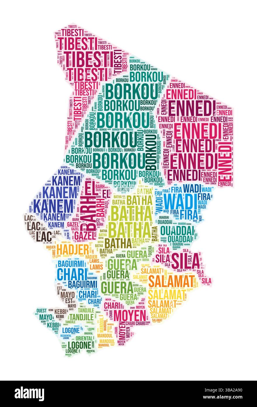 Chad region word cloud. Country shape design. Chad colored illustration ...