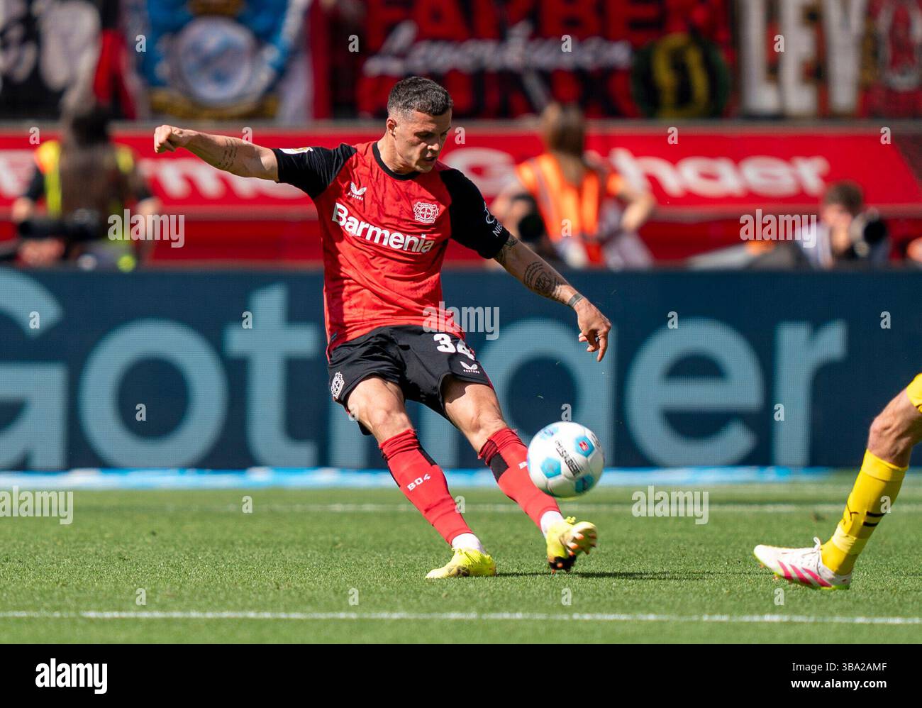 Leverkusen, Deutschland. 11th May, 2025. Granit Xhaka (Bayer 04 Leverkusen, #34) 11.05.2025 ...